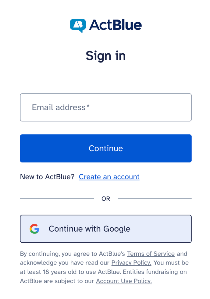 Can I sign into ActBlue with my Google account?
